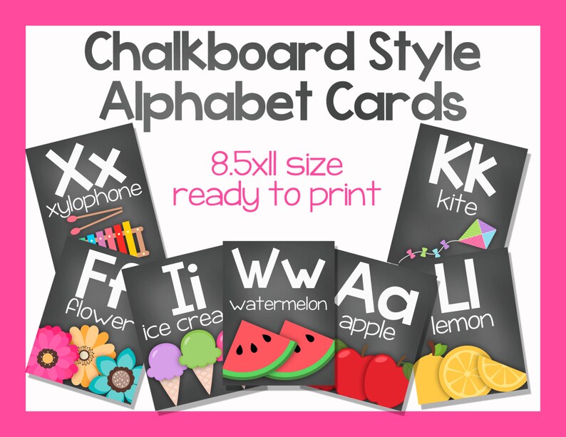 Chalkboard Style Alphabet Cards-printable 8.5x11 Sized - Etsy