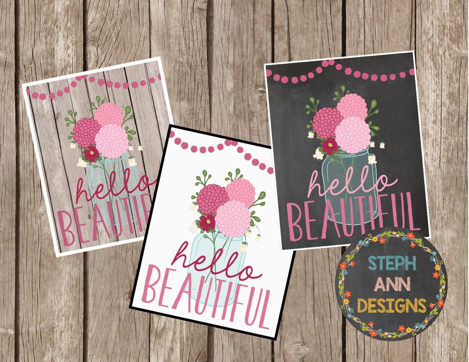 Hello Beautiful-printable 8x10 Decor-3 Signs! - Etsy