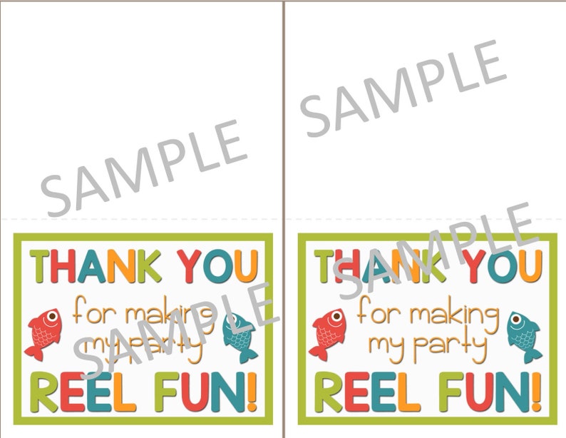 Printable Fish Themed Thank You Card-2 to a Page - Etsy