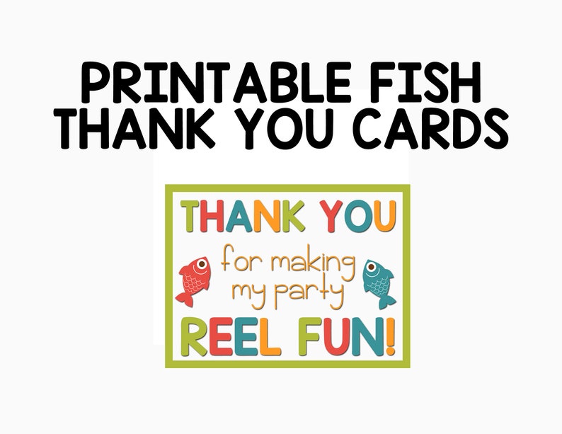 Printable Fish Themed Thank You Card-2 to a Page - Etsy
