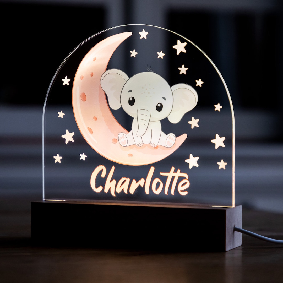 Personalised Night Light Baby Boys Girls - Elephant Night Light - Night ...