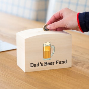 Beer Fund - Wooden Money Box - Personalised Money Box - Gift for Dads ...