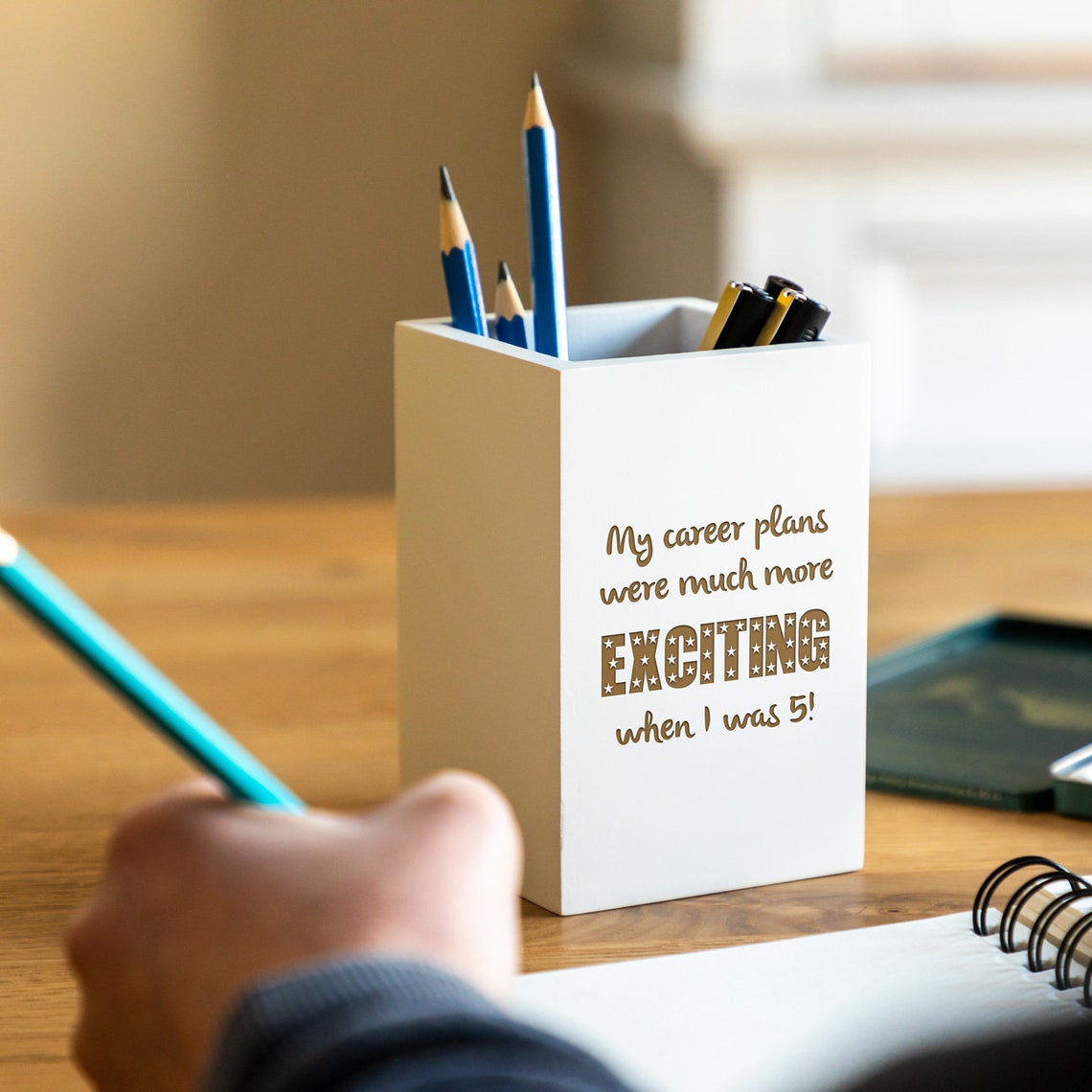 Office Pen Holder Funny Wooden Pen Pot Corporate Pen Pot - Etsy