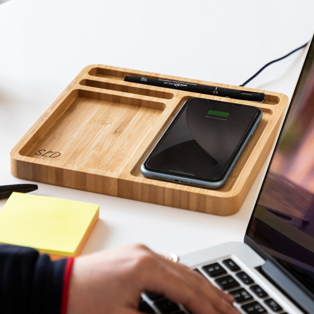 Desk Tidy Wireless Charger - Monogram - Personalised Wireless Charging ...