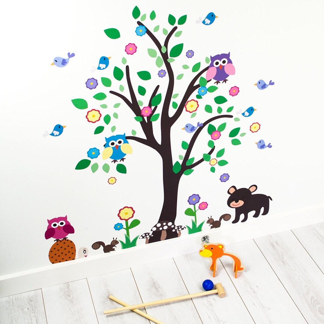 Tree Wall Stickers For Nursery With Woodland Animal Wall Etsy tree-wall-stickers-for-nursery-with-woodland-animal-wall-etsy