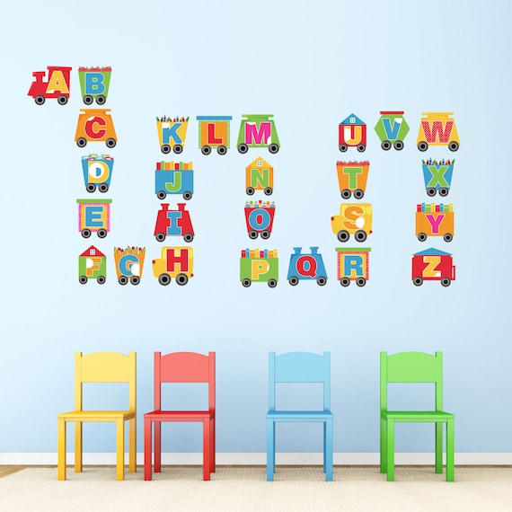 Train Alphabet Wall Decals Alphabet Wall Stickers Alphabet - Etsy