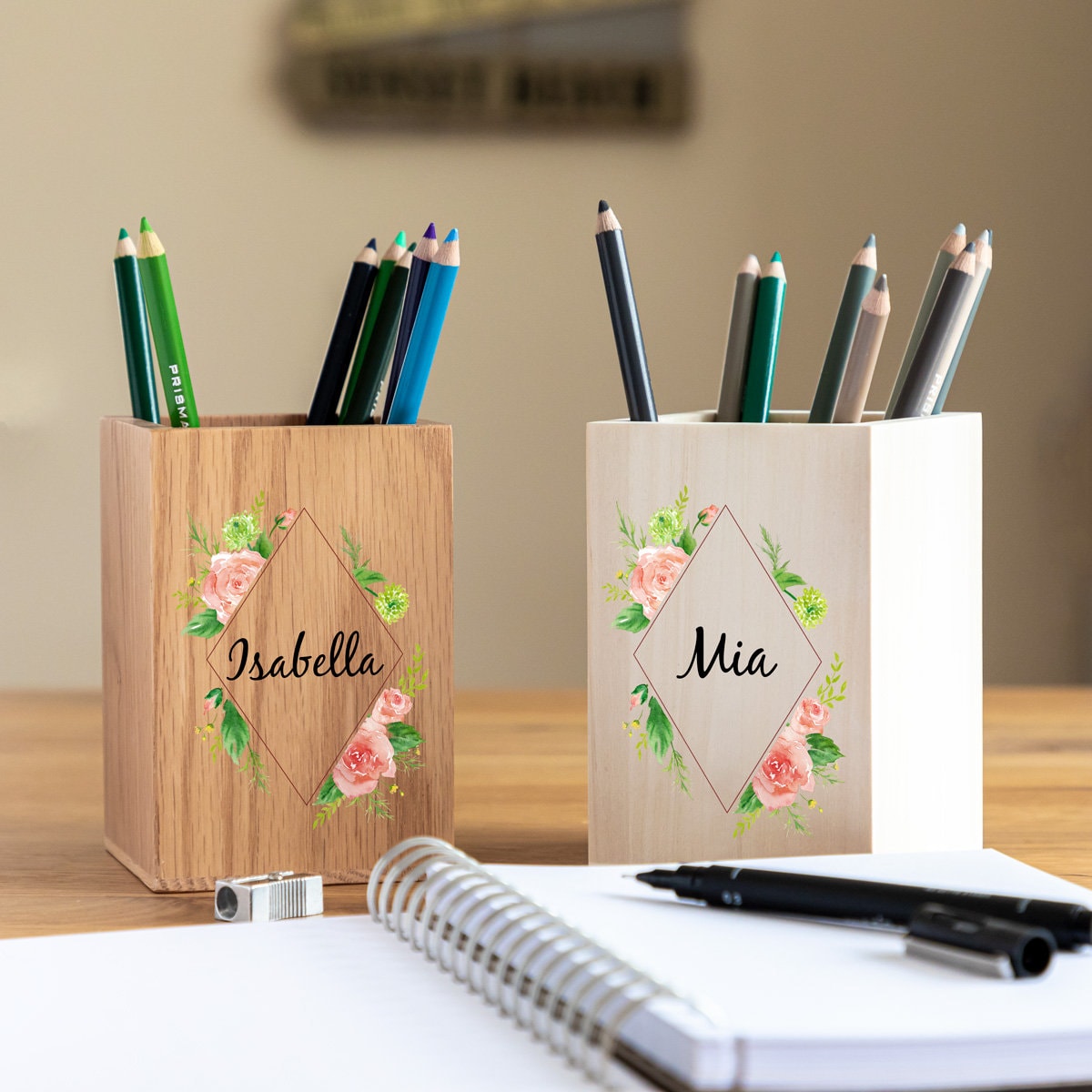 Pen Pot Personalised Floral Pencil Pot Corporate Pen Pot - Etsy UK
