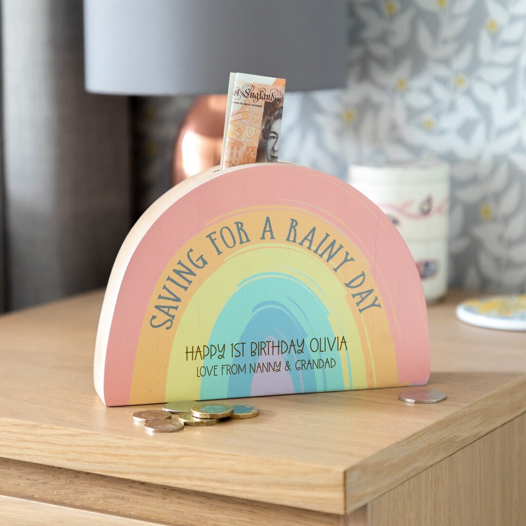 Rainbow Money Box Birthday Money Box Personalised Money Box Childrens ...
