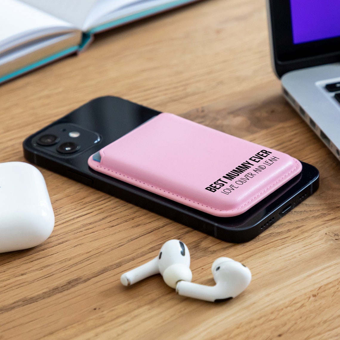 Magsafe Wallet Personalised Magsafe Wallet Vegan Leather - Etsy UK