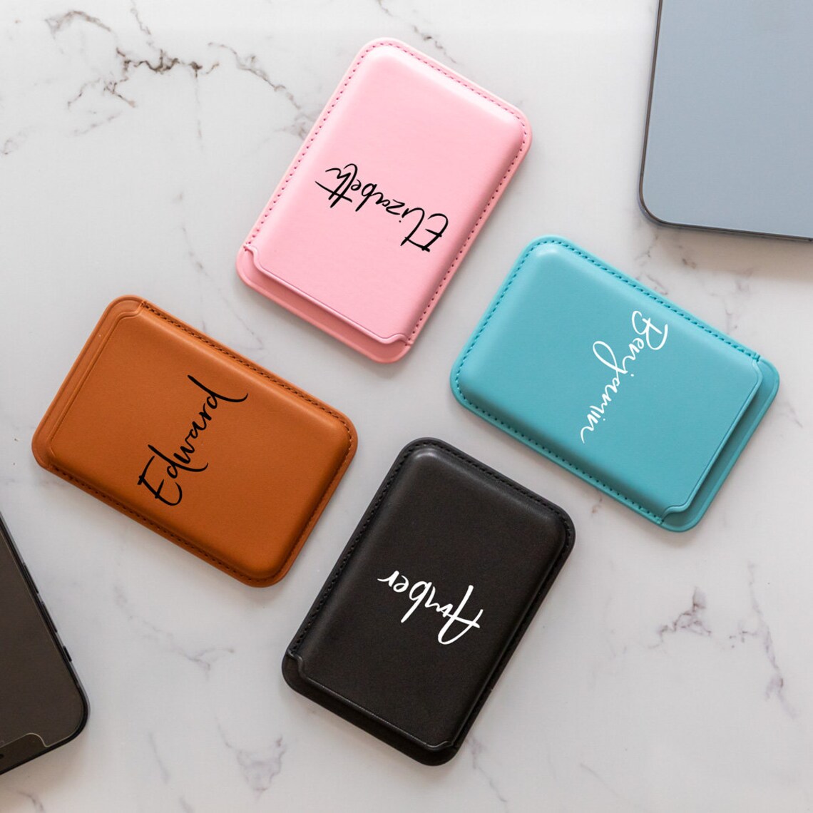 Magsafe Wallet Personalised Magsafe Wallet Vegan Leather - Etsy