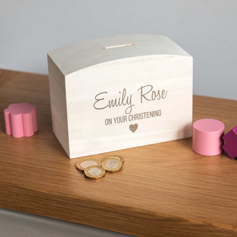 Christening Gift Christening Money Box Wooden Money Box - Etsy