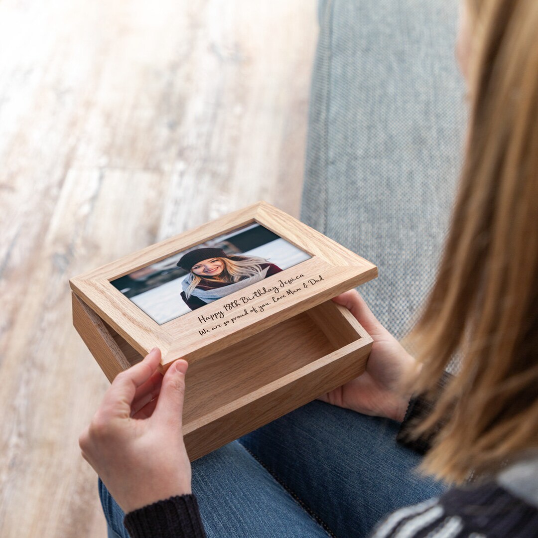 Photo Keepsake Box Personalised Birthday Oak Picture Box - Etsy