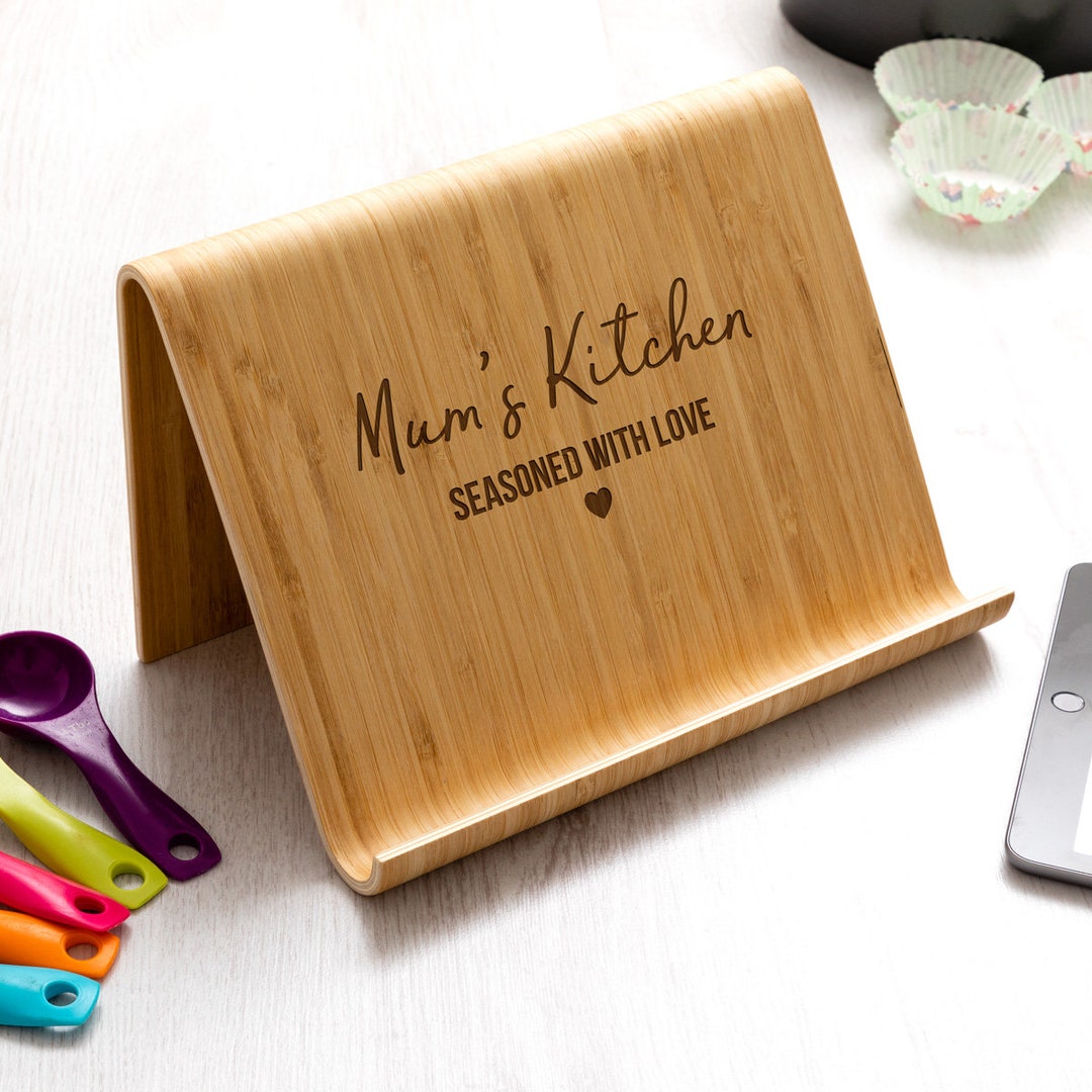 Recipe Book Stand Personalised Recipe Book Holder Tablet Stand Bamboo ...