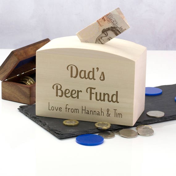 Wooden Money Box Dad's Beer Fund Personalised Money | Etsy