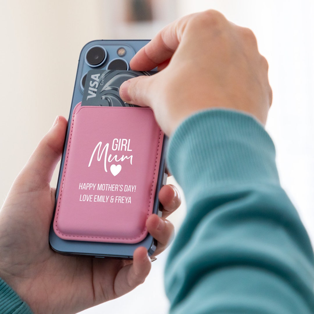 Magsafe Wallet Personalised - Girl Mum - Boy Mum - Magsafe Wallet Vegan ...