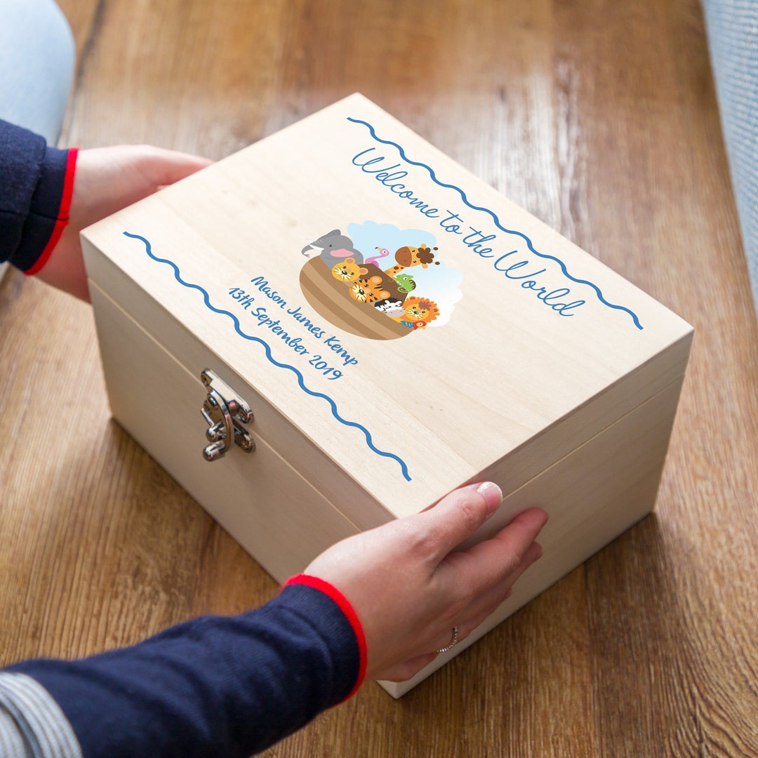 New Baby Keepsake Box Gift for Newborn Mum Dad Parents Personalised ...