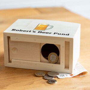 Beer Fund - Wooden Money Box - Personalised Money Box - Gift for Dads ...