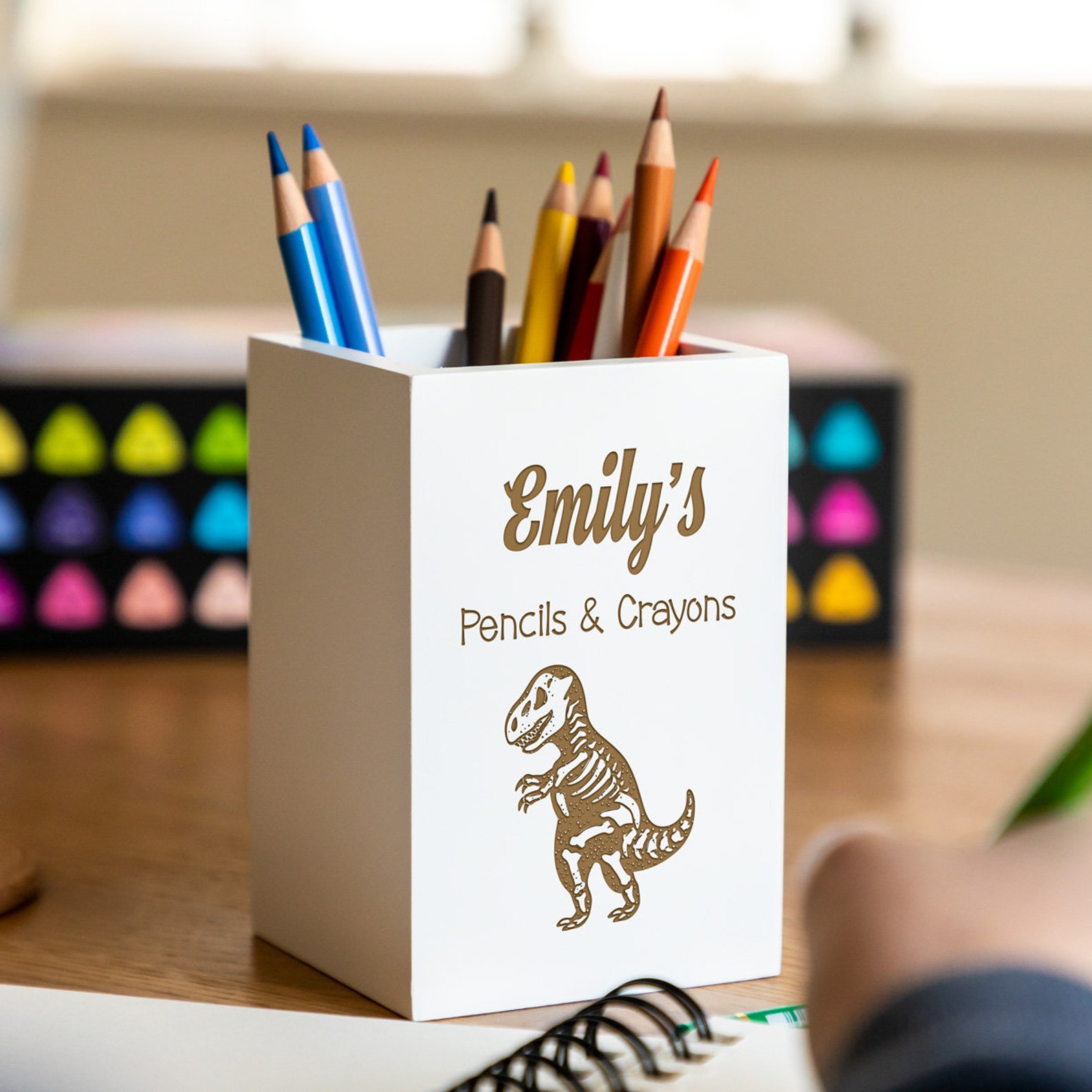 Childrens Pencil Holder Dinosaur Pen Pot Personalised - Etsy