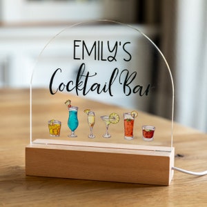 Cocktail Bar Sign Personalised Cocktail Bar Light Bar Light up Sign ...