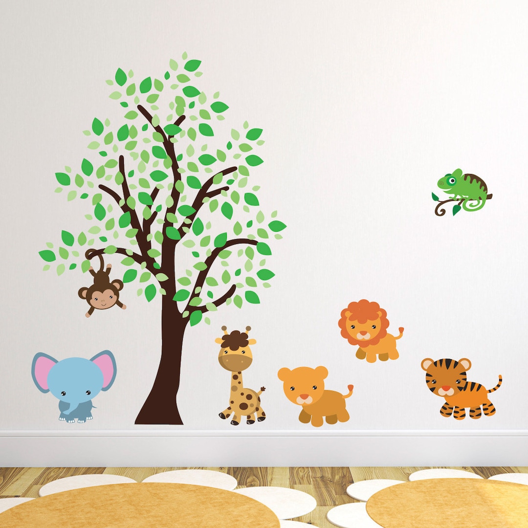 Tree Wall Stickers for Nursery With Jungle Animals Jungle Wall Stickers ...