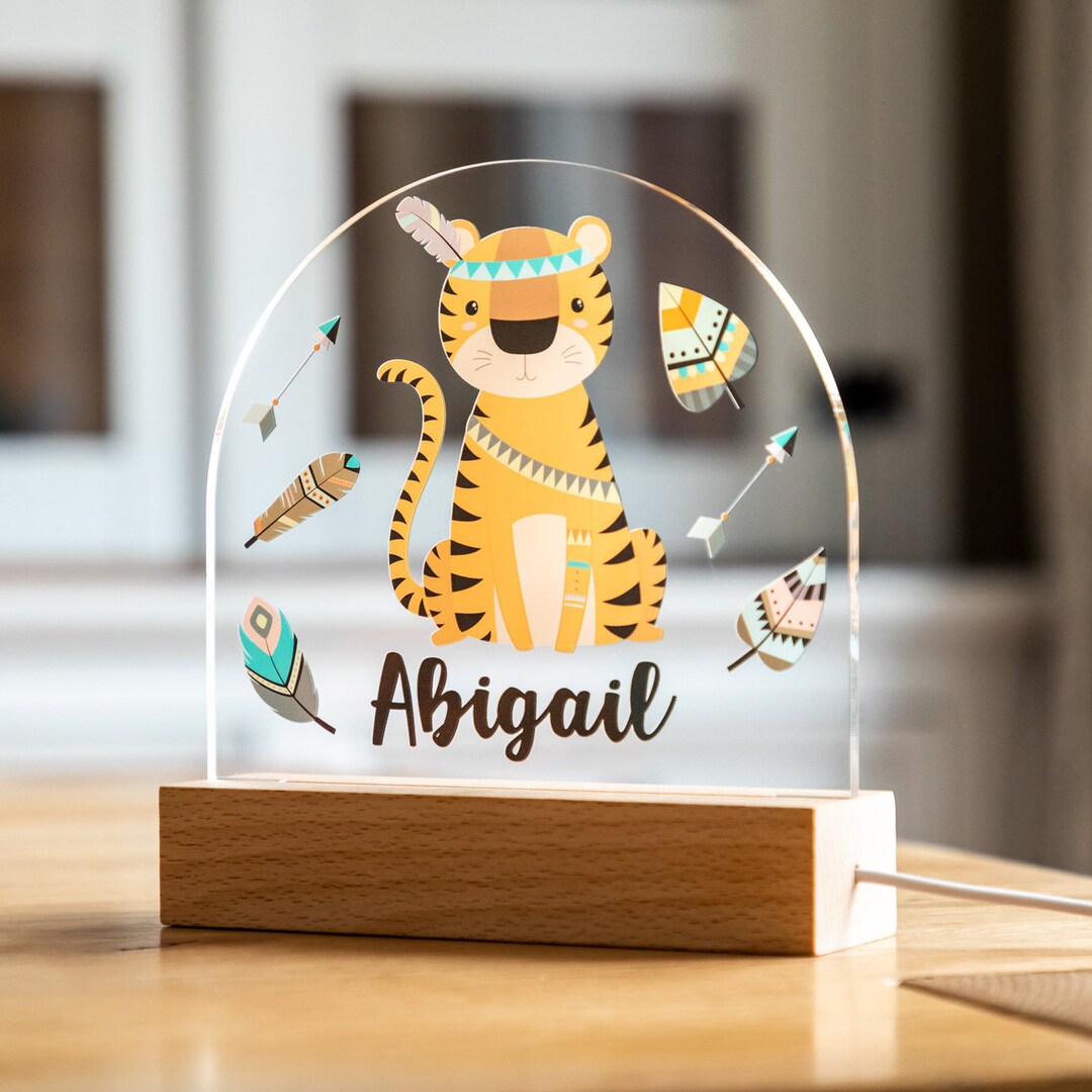 Personalised Night Light Baby Boys Girls - Tiger Night Light - Night ...