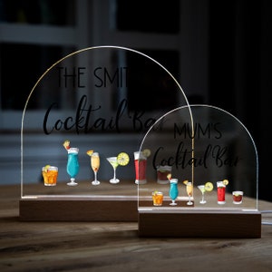 Cocktail Bar Sign Personalised Cocktail Bar Light Bar Light up Sign ...