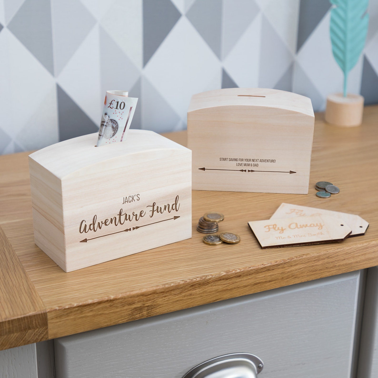 Adventure Fund Money Box With Message Personalised Money Box Holiday ...