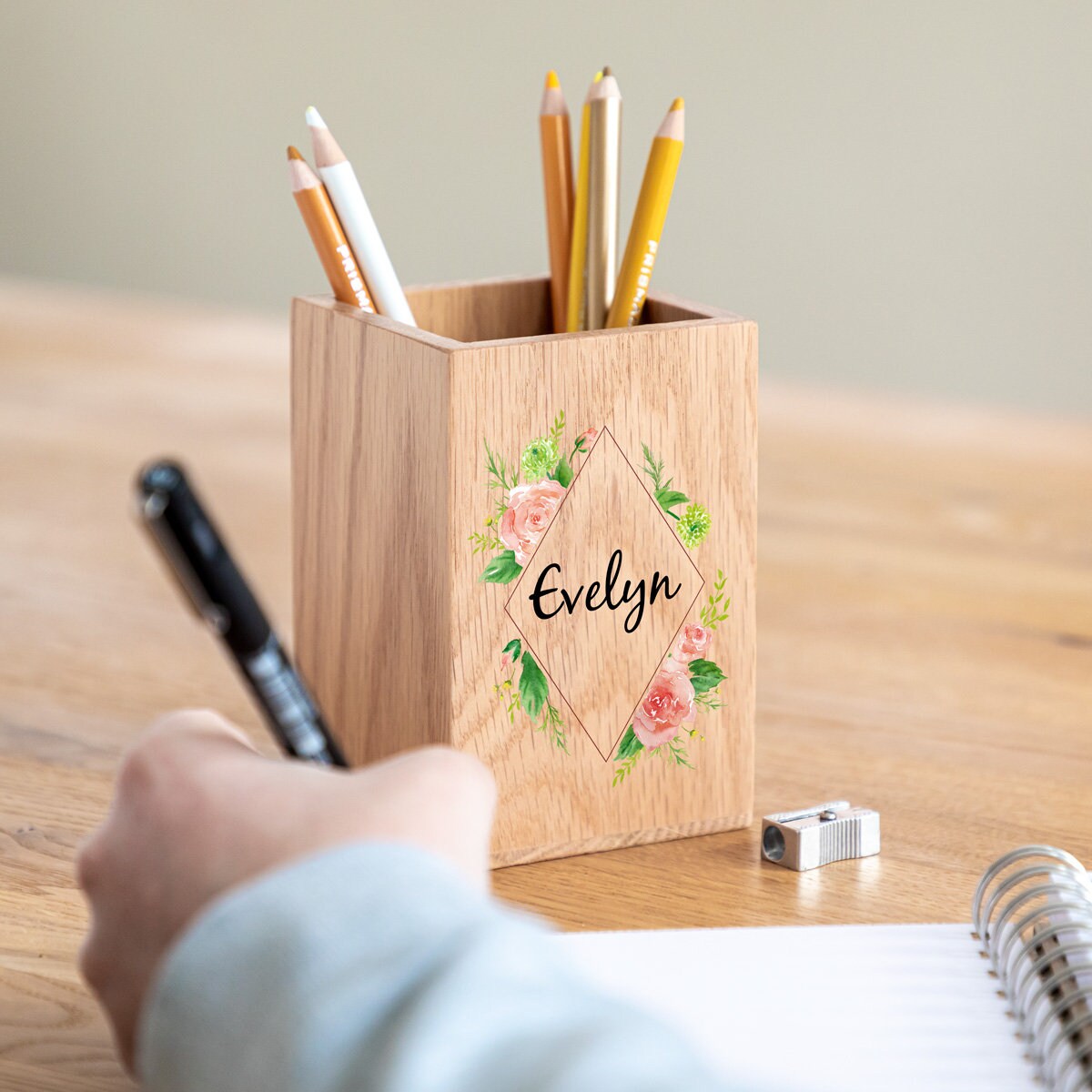 Pen Pot Personalised Floral Pencil Pot Corporate Pen Pot - Etsy UK