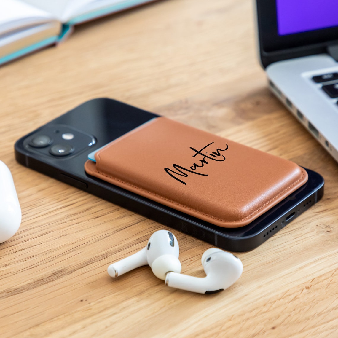 Magsafe Wallet Personalised Magsafe Wallet Vegan Leather - Etsy