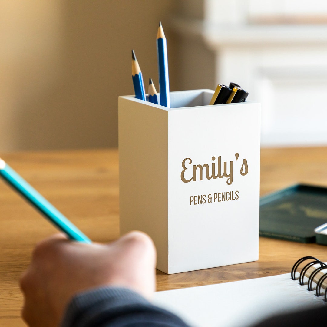 Pen Holder Personalised Wooden Pen Pot Teacher Gifts - Etsy