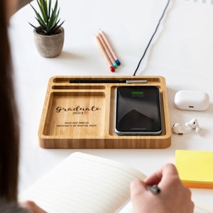 Desk Tidy Wireless Charger Graduation Gift Wireless Charging Pad ...