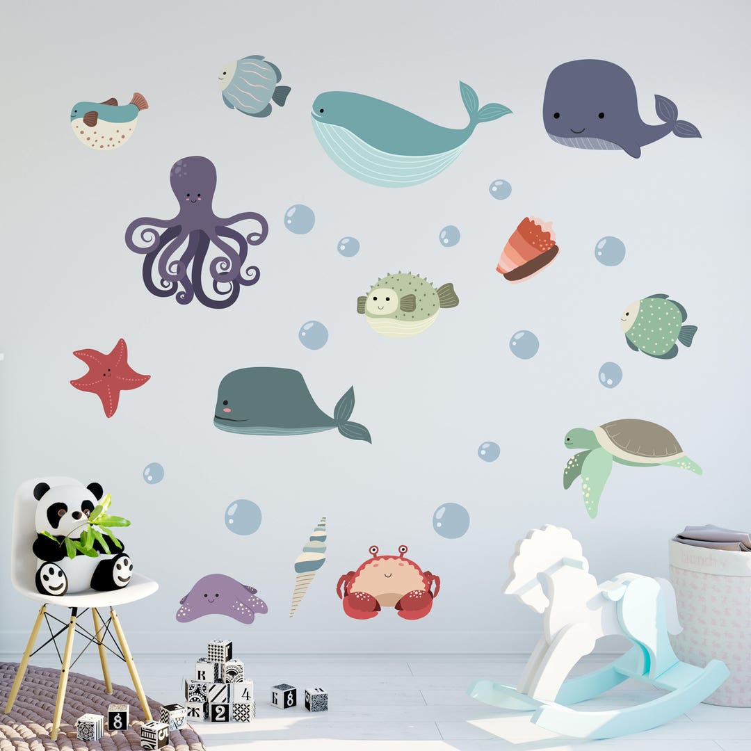 Sea Animal Wall Stickers Sea Wall Decals Nursery Ocean - Etsy
