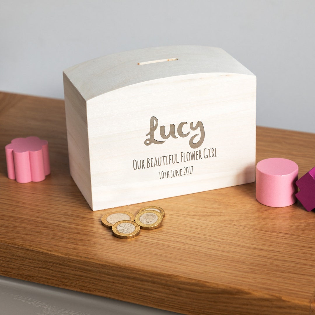 Flower Girl Money Box Personalised Money Box Flower Girl - Etsy UK