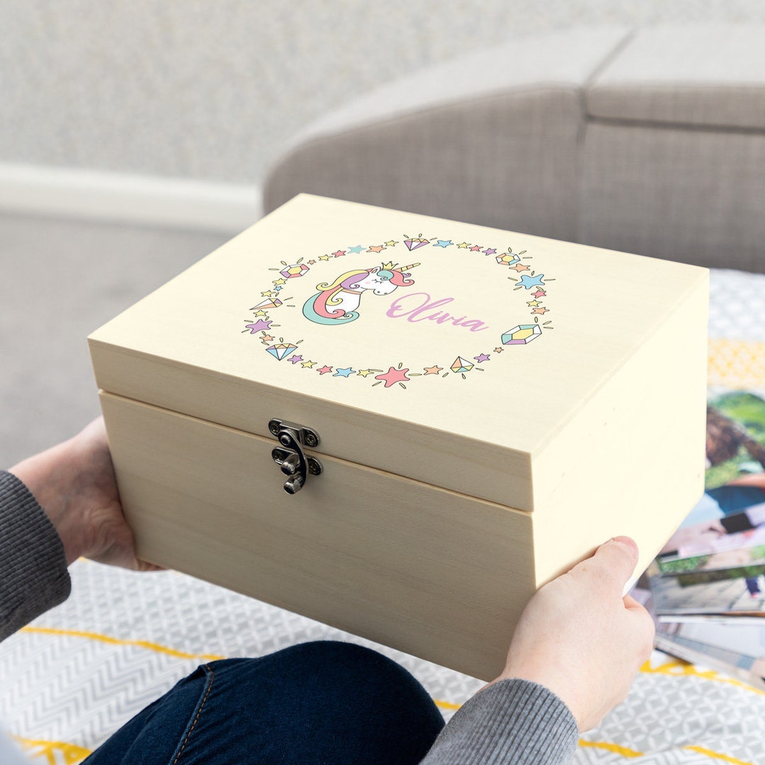 Girls Keepsake Box - Unicorn Keepsake - Personalised Keepsake Box ...