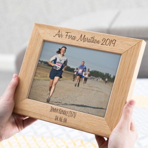 Sports Event Photo Frame Personalised Marathon Frame Sport Gifts Oak ...