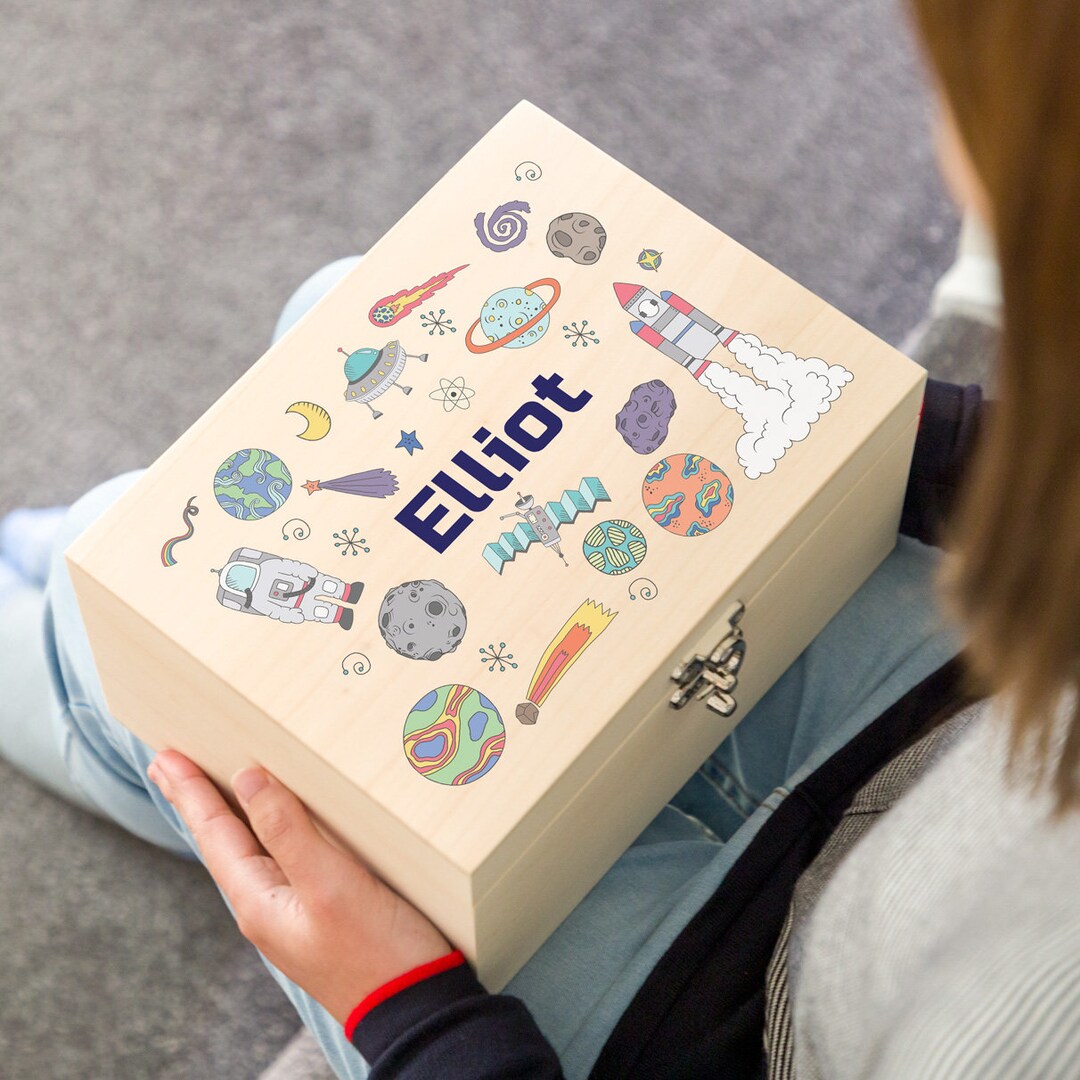 Space Rocket Keepsake Box Outer Space Personalised Keepsake Box Wooden ...