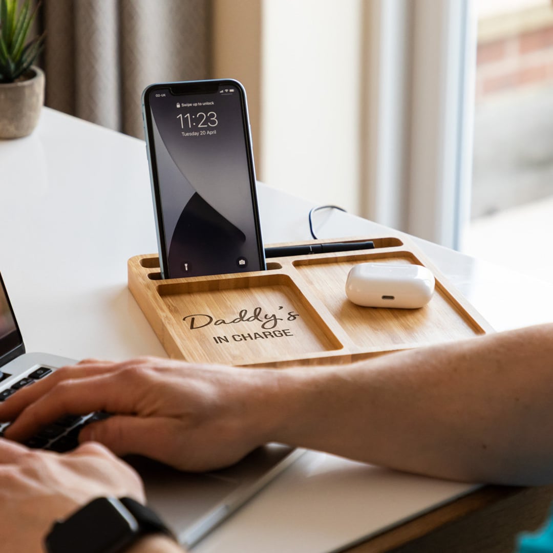 Desk Tidy Wireless Charger - Personalised Desk Tidy Organiser With ...