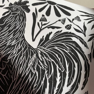 Folk Art Rooster Block Print - Etsy