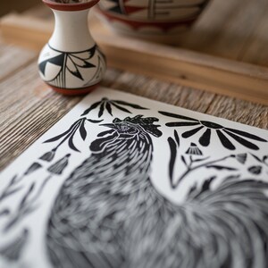 Folk Art Rooster Block Print - Etsy
