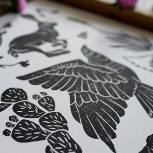 Desert Hawk Rabbit Block Print - Etsy