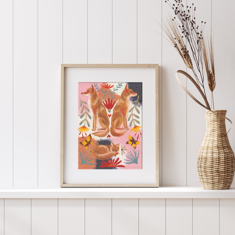 Coyote Folk Art Print - Etsy