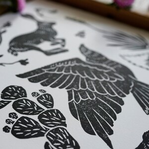 Desert Hawk Rabbit Block Print - Etsy