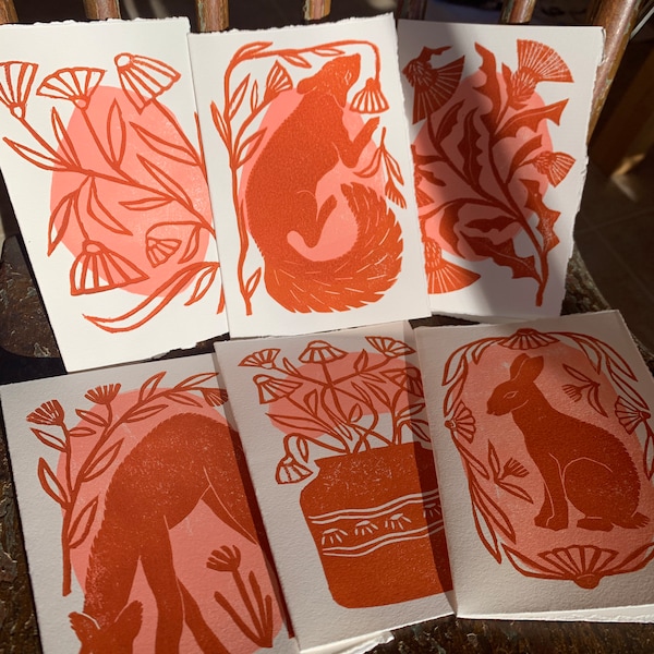 Block Print Cards - Etsy