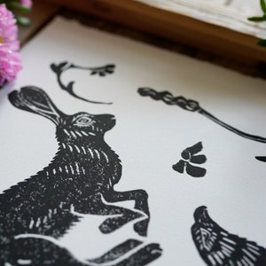 Desert Hawk Rabbit Block Print - Etsy