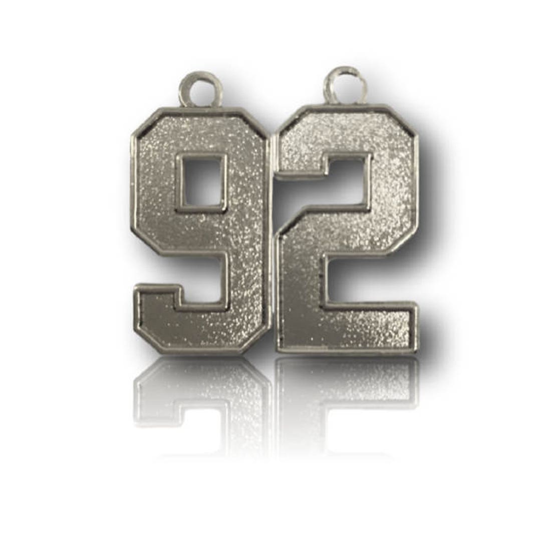 Number 92 Jersey Style Sports Necklace Charm Pendant - Etsy