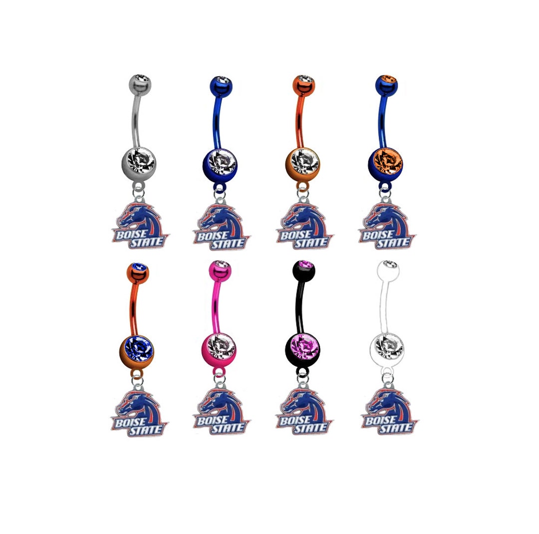 Boise St Premium Titanium Anodized W/ CZ Gem Belly Button Navel Ring ...