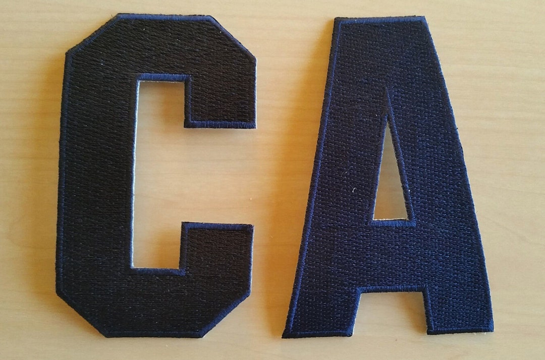 NAVY BLUE Captain C Alternate A Patch IRON on - Hockey Style Captains ...