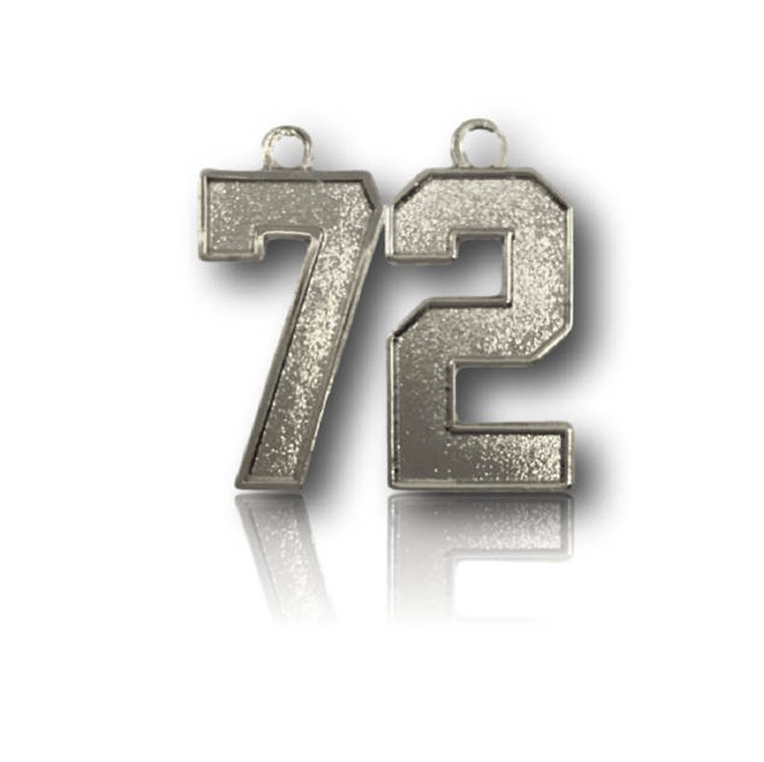Number 72 Jersey Style Sports Necklace Charm Pendant - Etsy