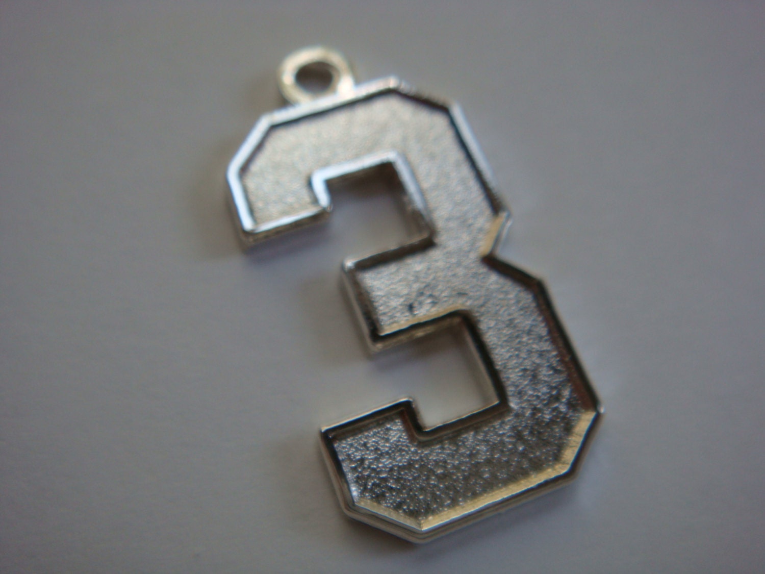 Number 3 Jersey Style Sports Necklace Charm Pendant (0.8" Tall) SILVER ...