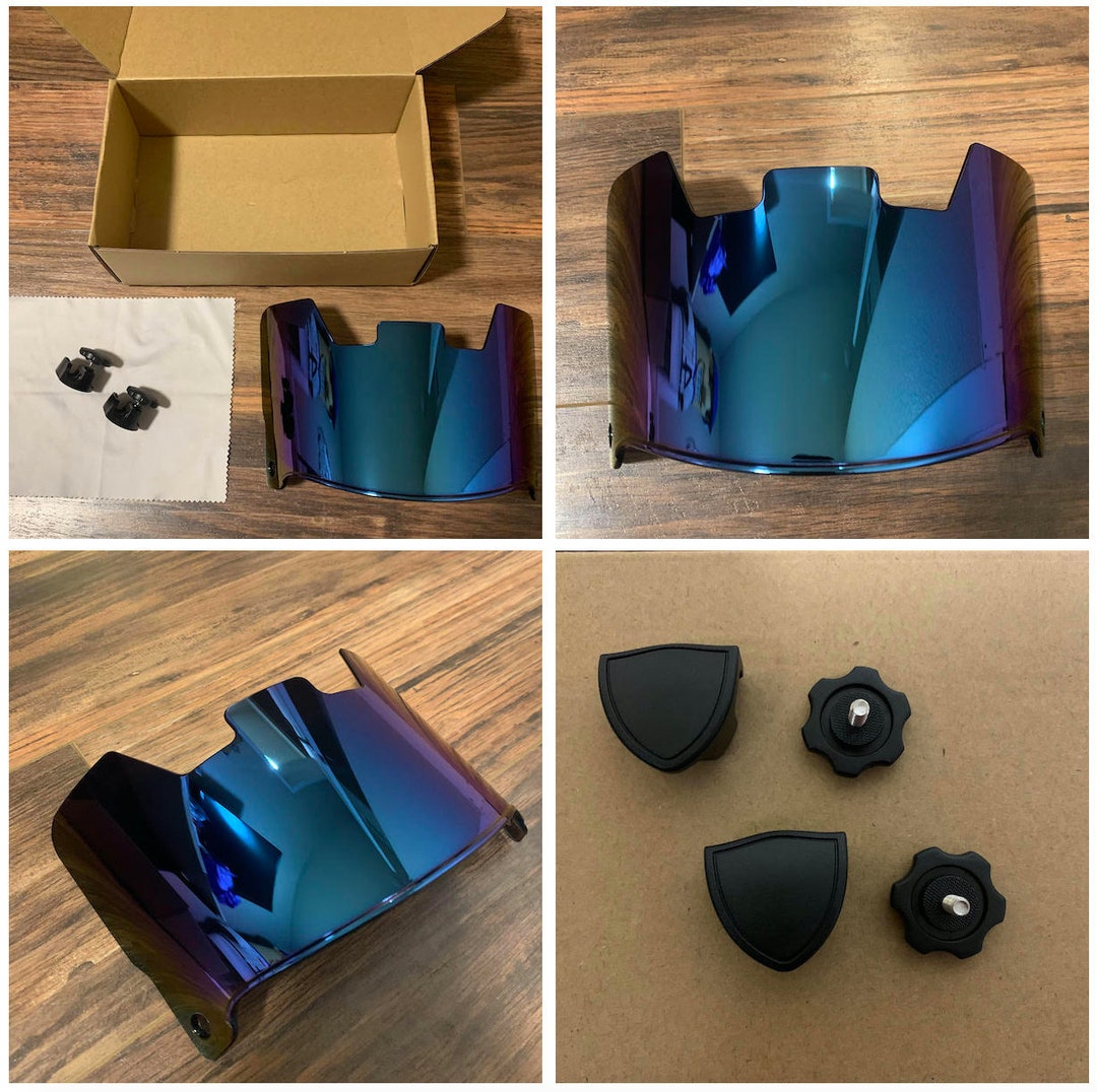 Bright Blue Iridium Mirror Football Helmet Eye Shield Visor W/ Fast ...